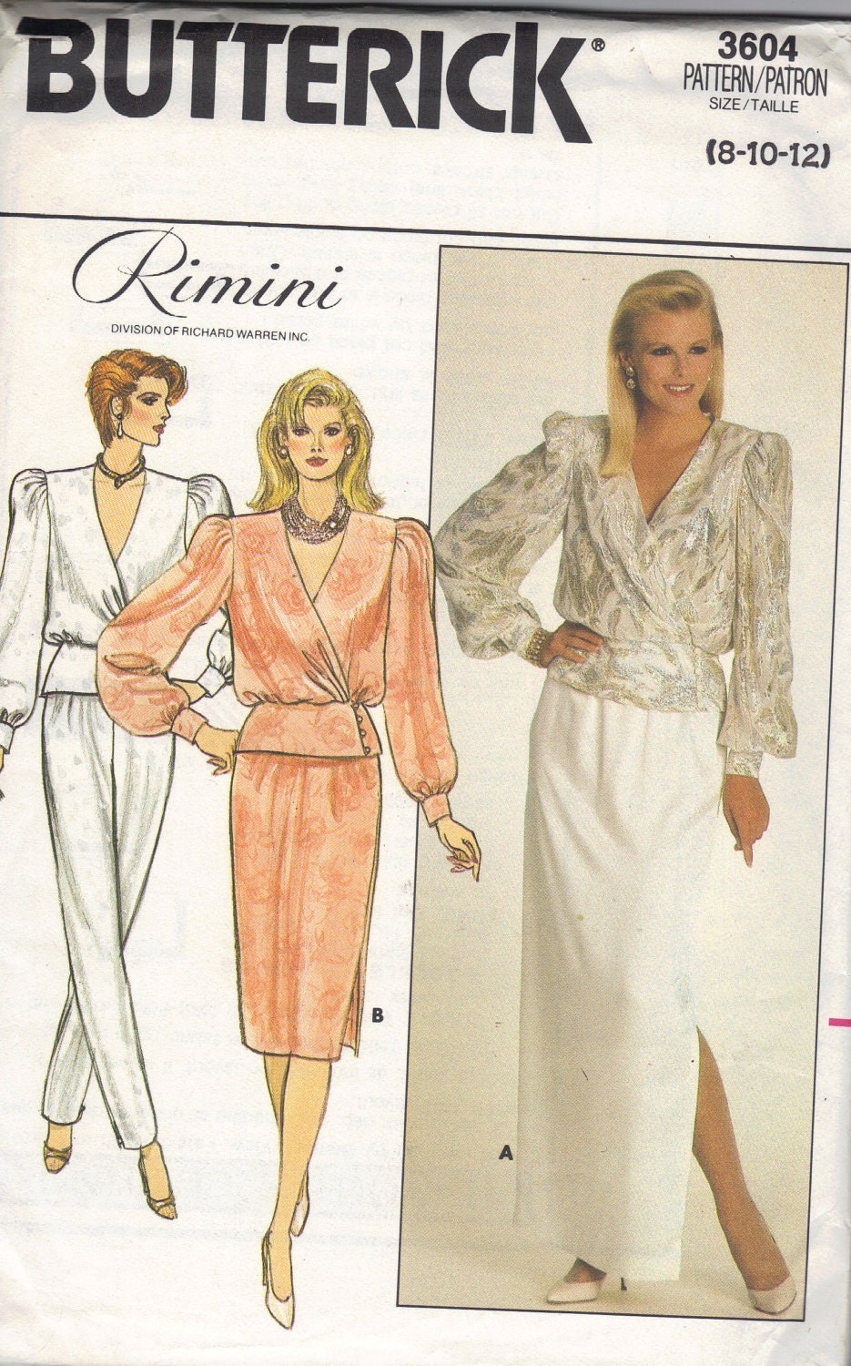 80s Butterick 3604 Sewing Pattern Uncut FF Wrap Blouse Wide - Etsy Denmark