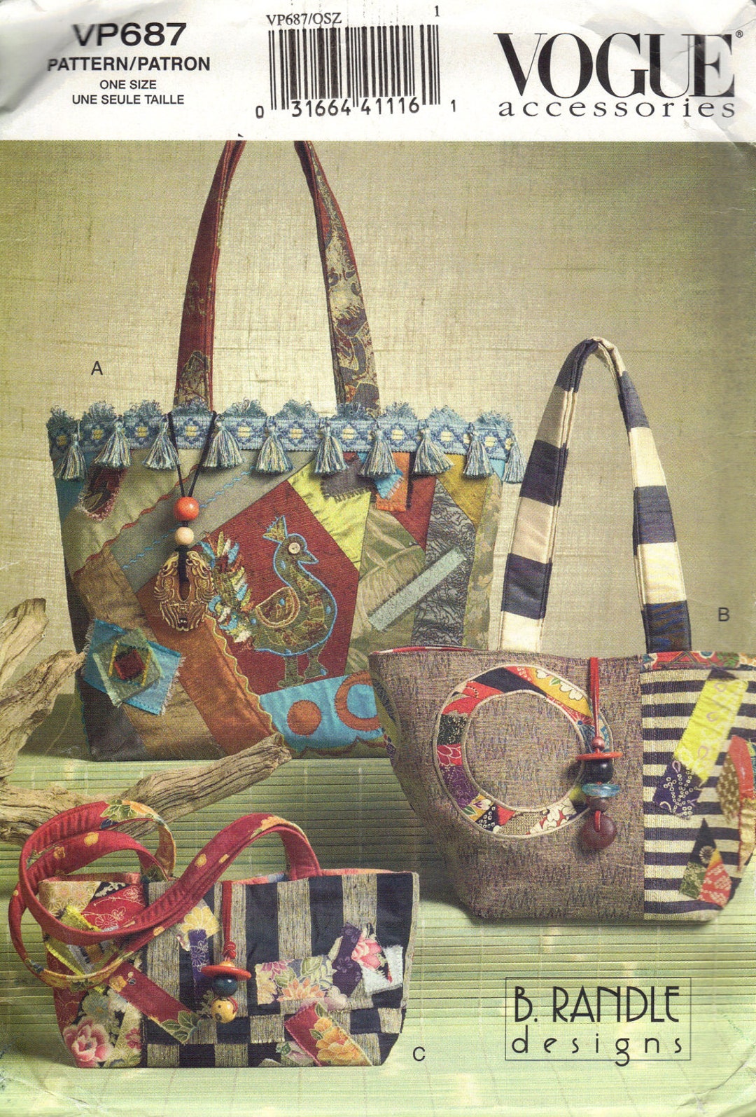 Vogue Sewing Pattern Handbag Accessories Purse Pocketbook Tote Bag Easy ...