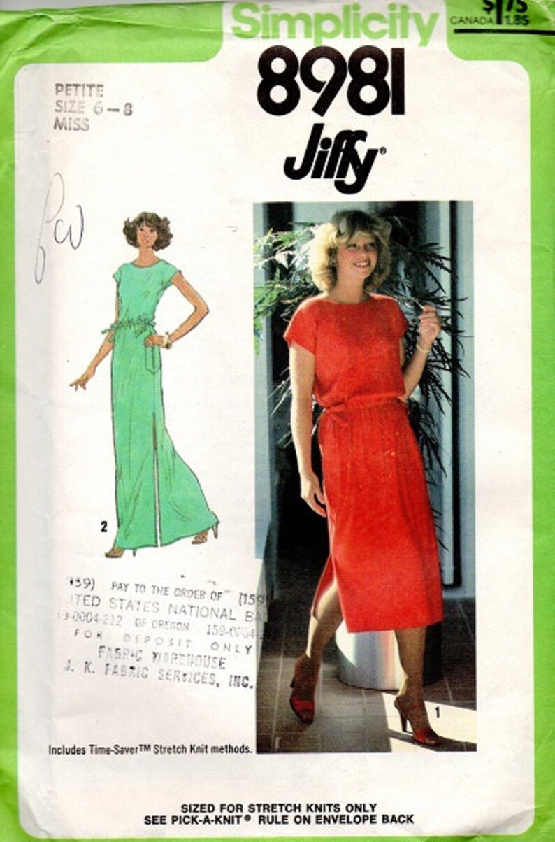 Simplicity 70s Retro Sewing Pattern Midi Maxi Pullover Dress Drawsting ...