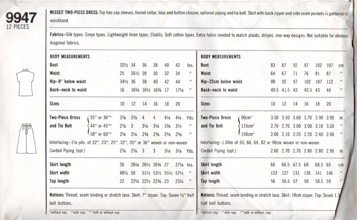 80s Retro Simplicity 9947 Sewing Pattern Casual Two Piece | Etsy