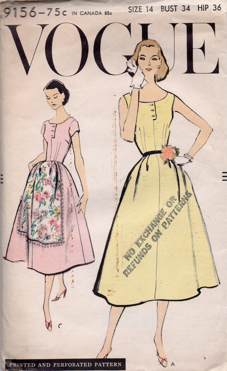 Vogue 9156 Vintage Sewing Pattern 1950s Women's Circle | Etsy