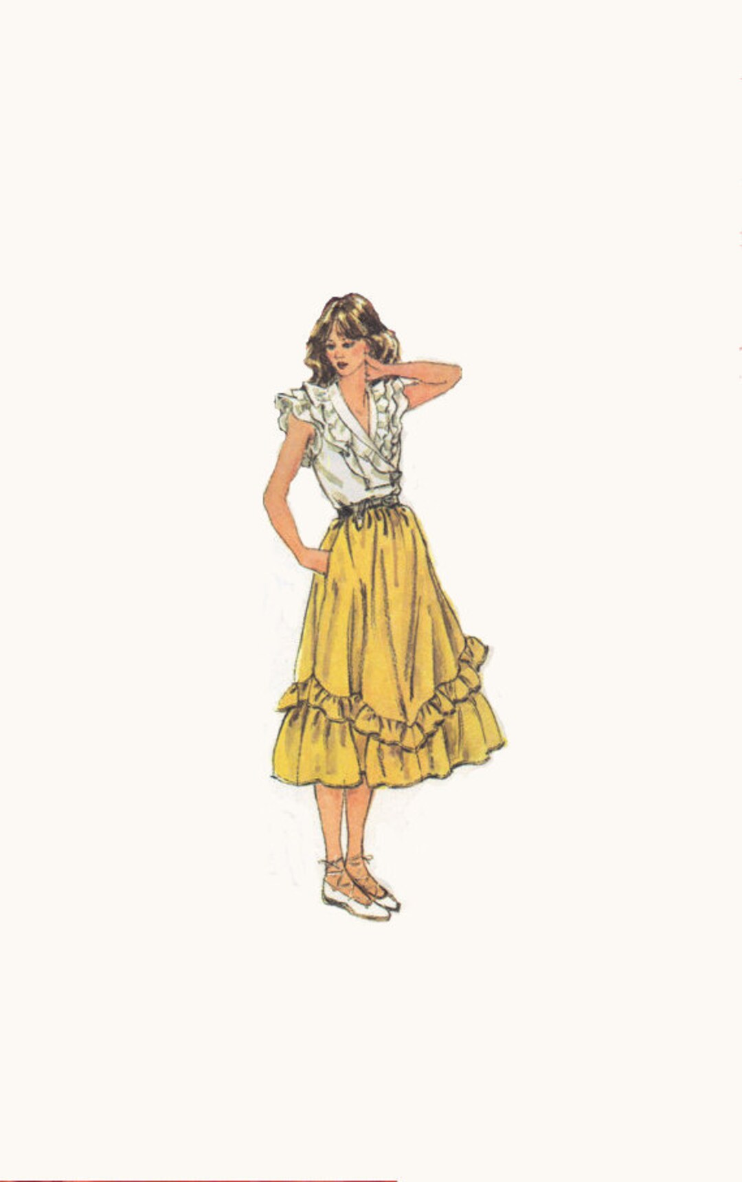 Simplicity 80s Sewing Pattern Flounced Skirt Square Dance Skirt Boho ...