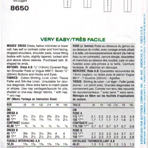 Vogue 8650 Sewing Pattern 80s Fashion Button Front Tie Waist Dress Wide ...