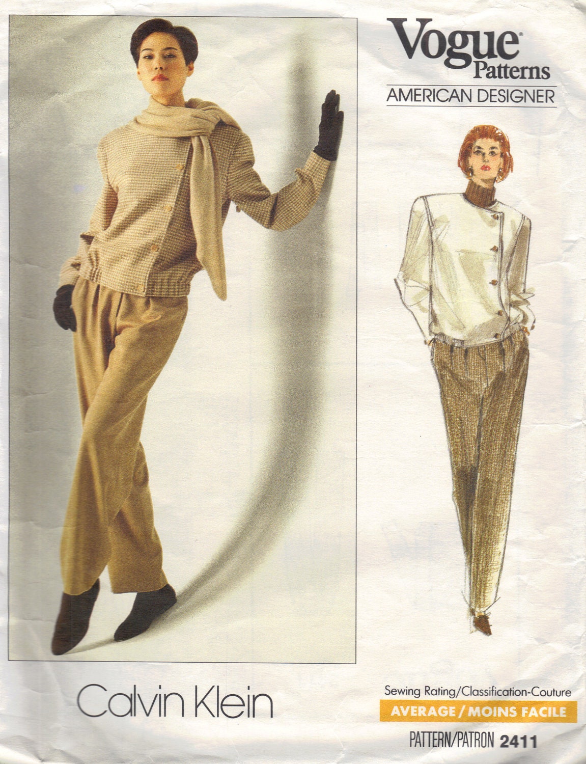 Vogue 2411 American Designer 80s Sewing Pattern Calvin Klein off Center ...