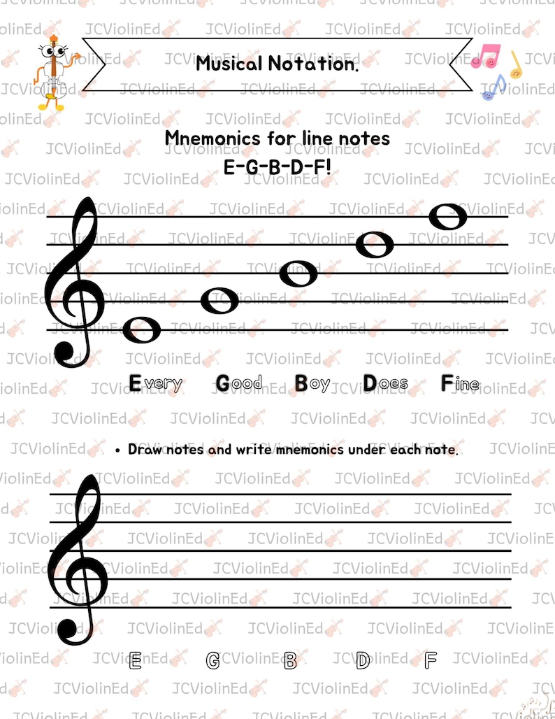 Violin D String Worksheets | Beginner Note Reading Practice (PDF) - Etsy UK