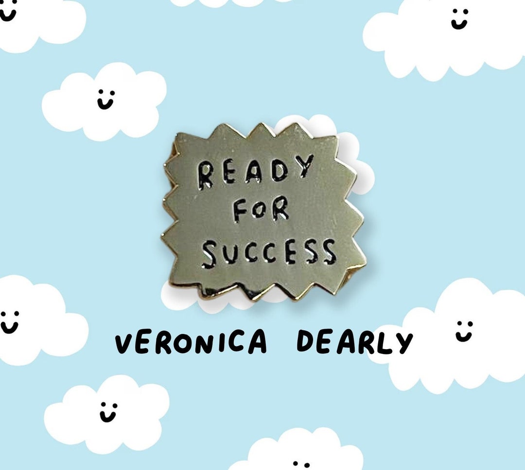 Ready for Success Good Luck New Job Golden Pin Badge Veronica Dearly ...