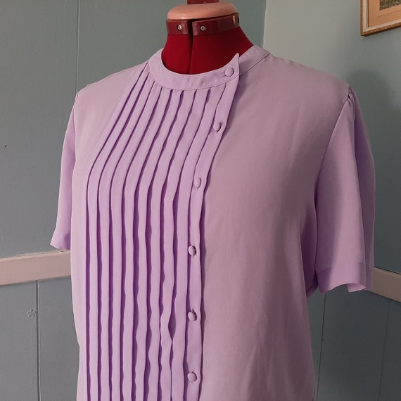 Vintage Semi-Sheer Asymmetrical Pleated Blouse / Simp… - Gem