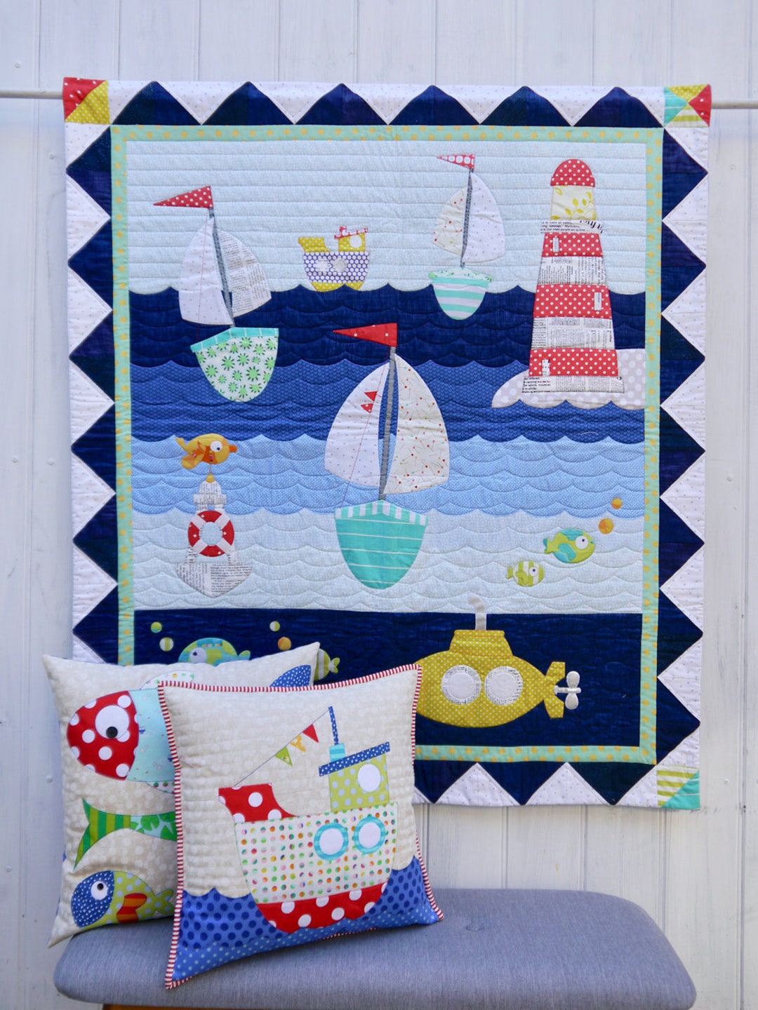 All at Sea Quilt an Cushion Pattern Set. PDF Instant Download - Etsy