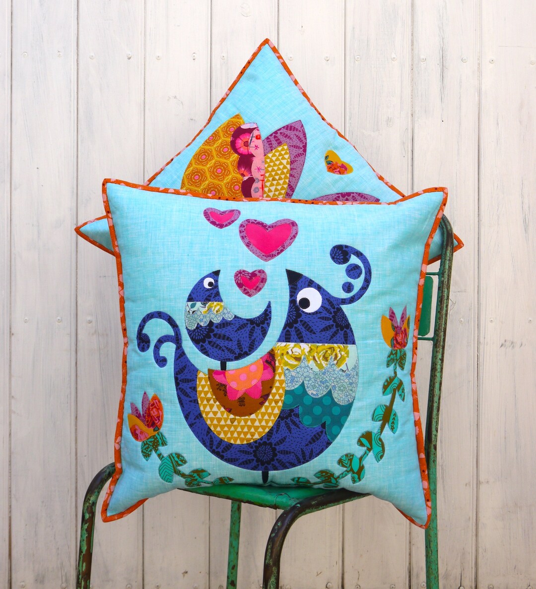 Lovebirds Applique Cushion Pattern. PDF Instant Download - Etsy