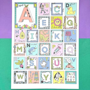 Nursery Wall Art, Alphabet Art Print, Alphabet Chart, Nursery Art Decor ...