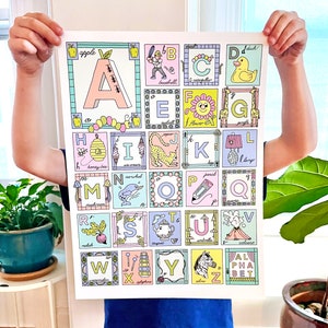 Nursery Wall Art, Alphabet Art Print, Alphabet Chart, Nursery Art Decor ...