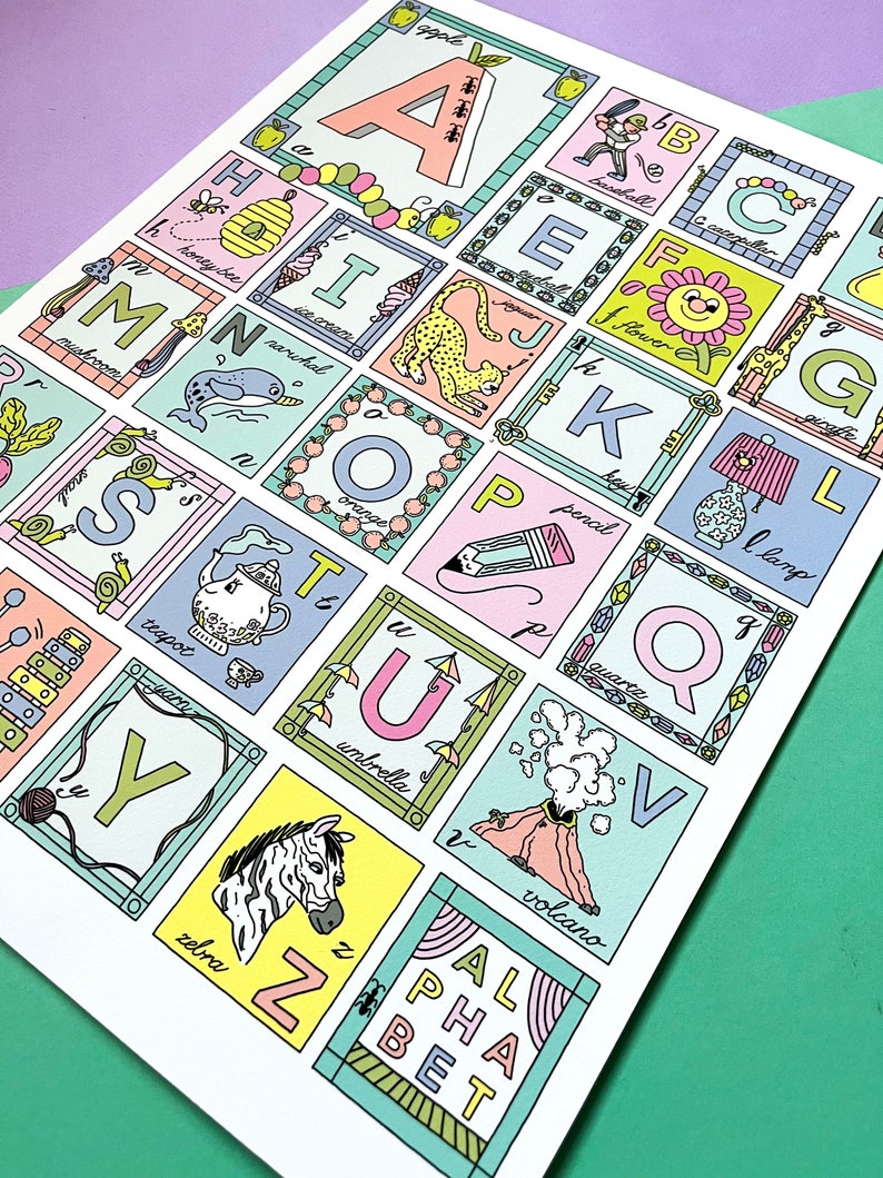 Nursery Wall Art, Alphabet Art Print, Alphabet Chart, Nursery Art Decor ...