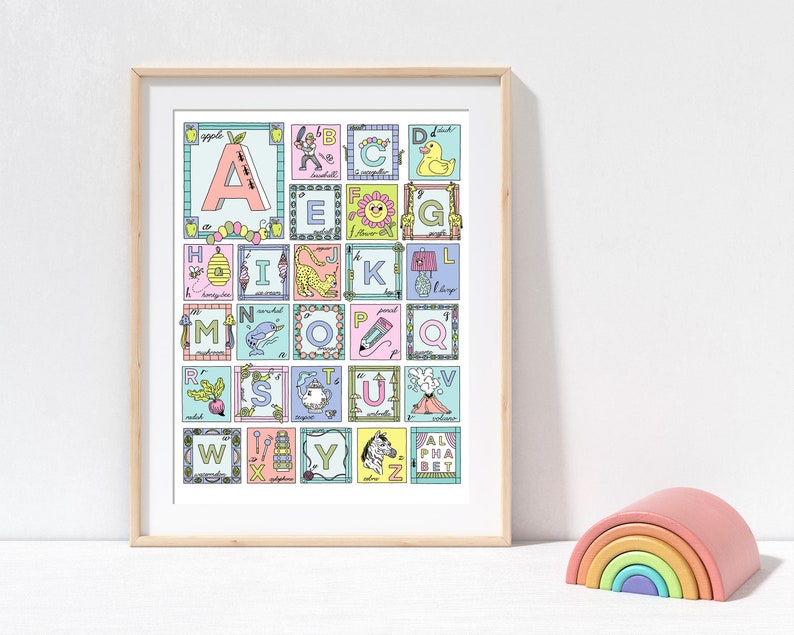 Nursery Wall Art, Alphabet Art Print, Alphabet Chart, Nursery Art Decor ...