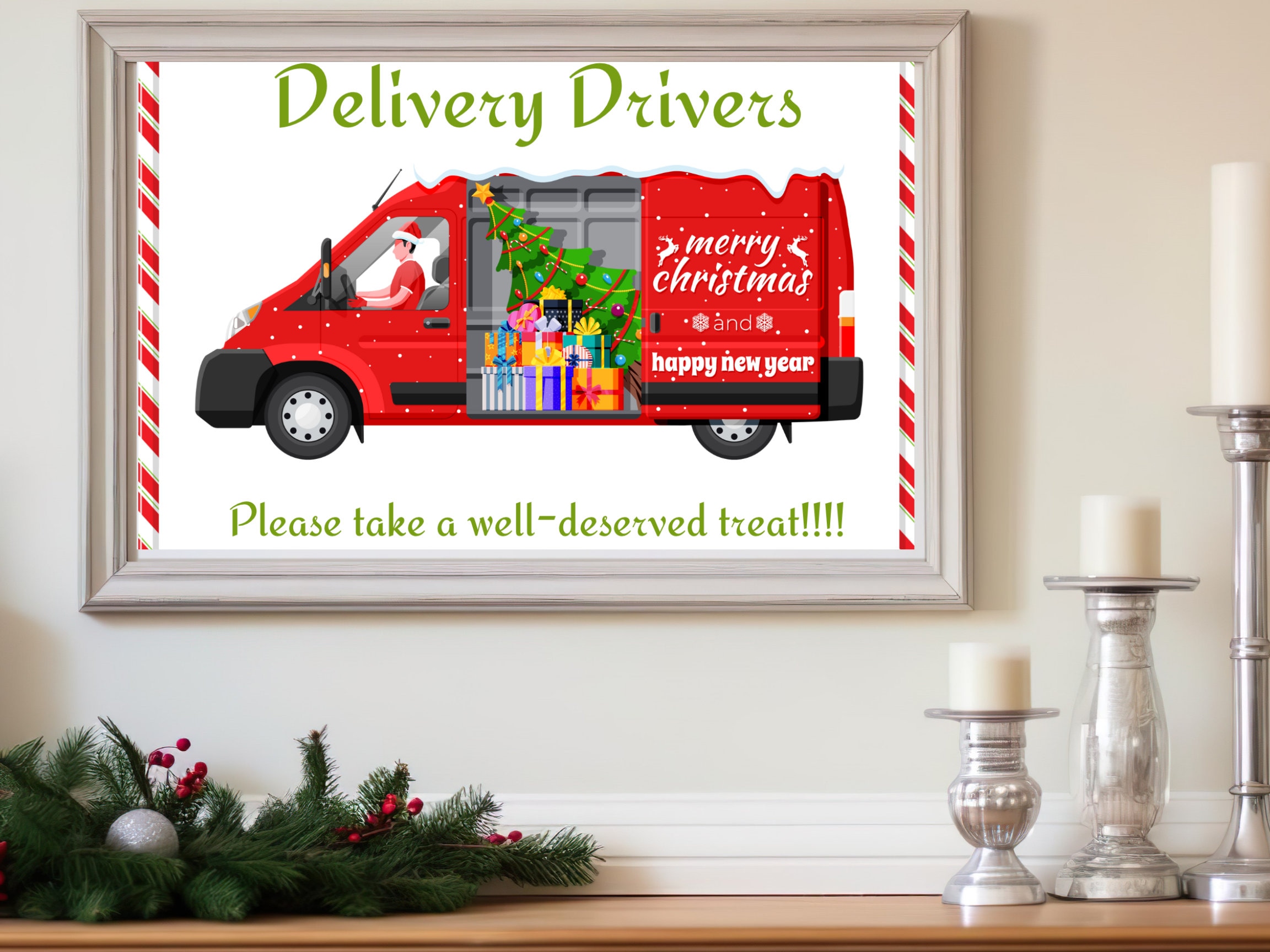 Delivery Driver Thank You Sign | 8x10 Delivery Driver Snack Sign | Take ...
