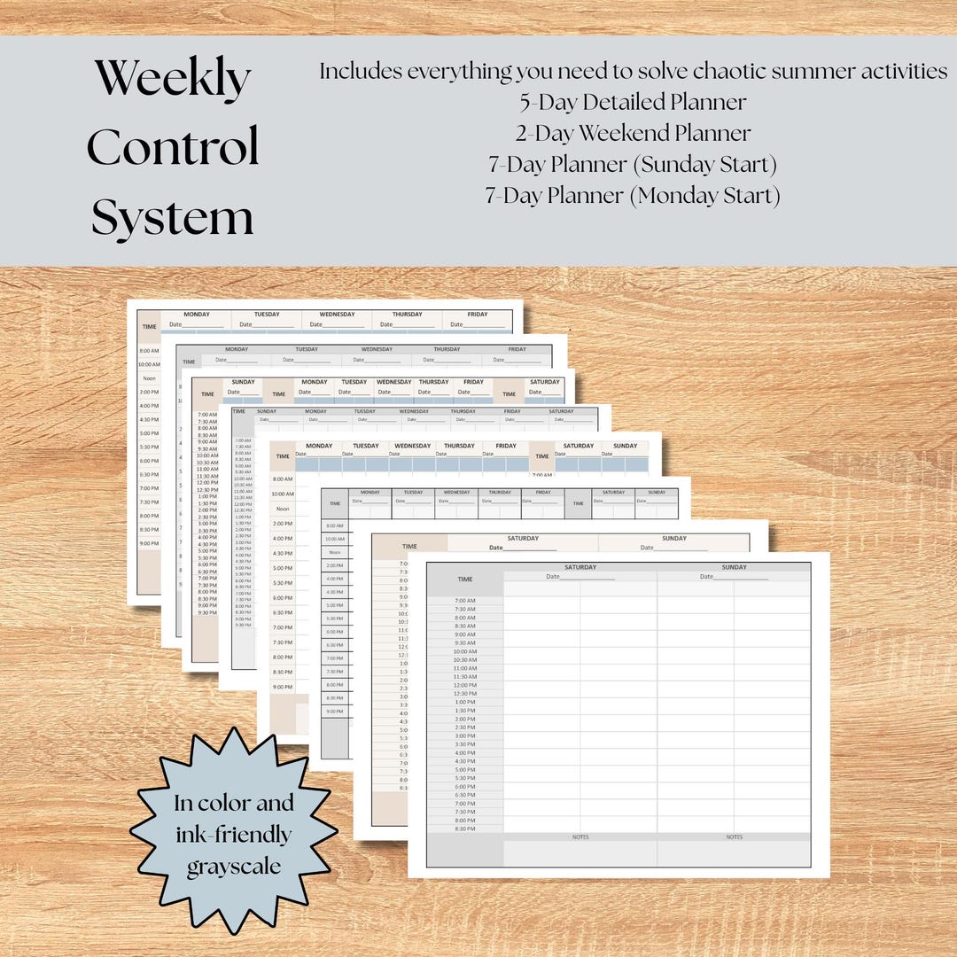 Two Kids Schedule Planner Printable Summer for Moms Dual Weekly Family ...