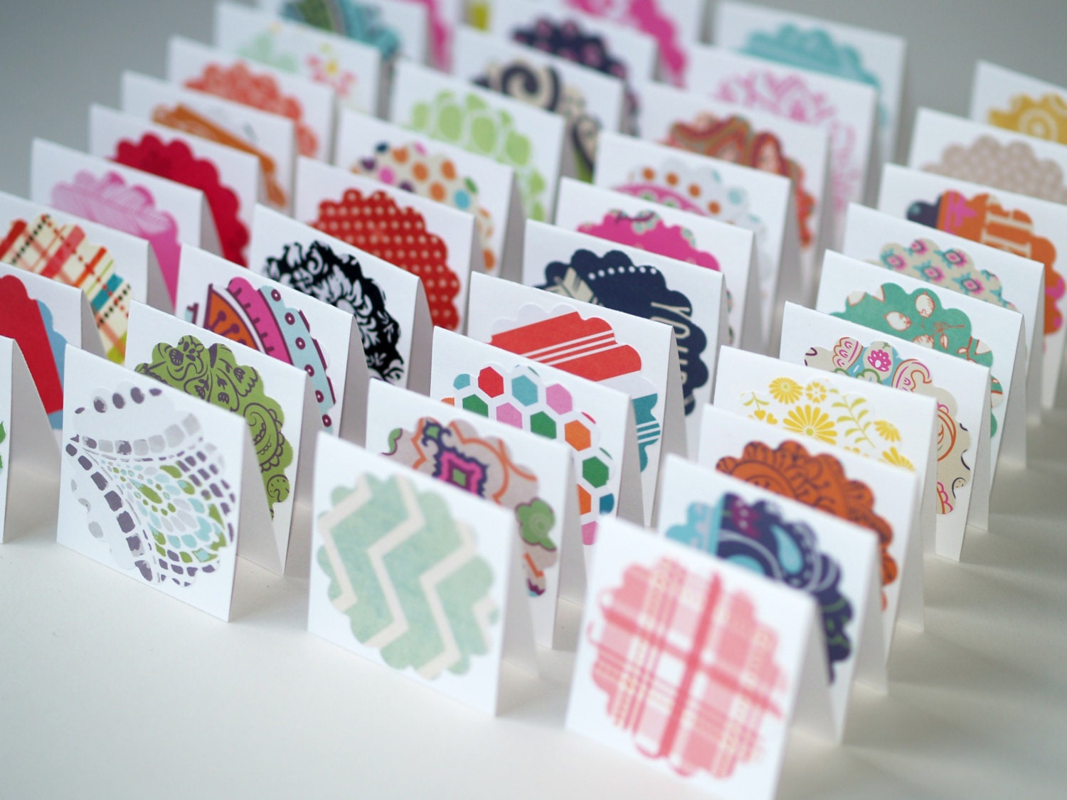 Mini NOTECARD Assortment - Tiny 2" Square Folded Notes Colorful ...