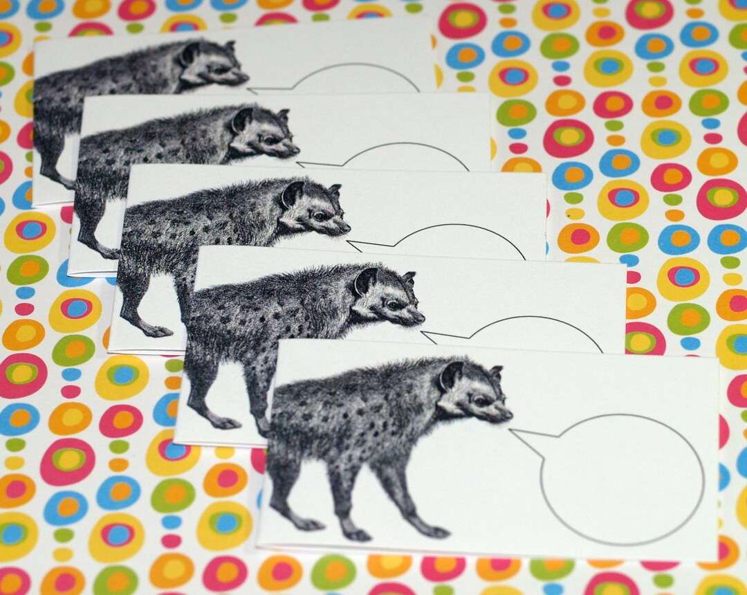 HYENA HYSTERICS . Mini Notecards Set of 5 Handmade Stationery Captioned ...