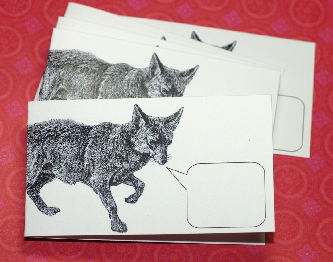 FOX FELICITATIONS . Set of 5 Mini Notecards Captioned Critters Quirky ...