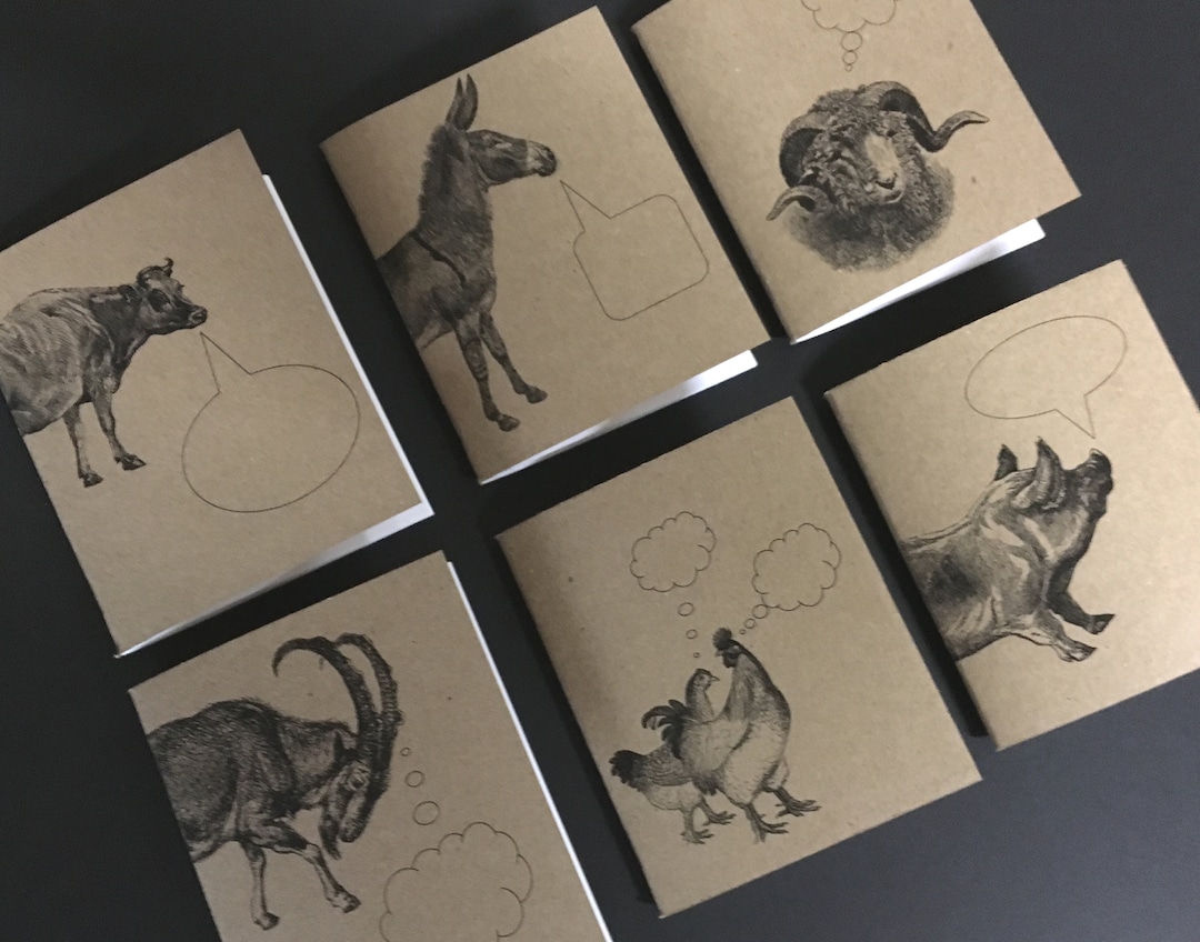 FARM ANIMALS Mini Journals Set of 6 Handmade Notebooks Blank Journals ...