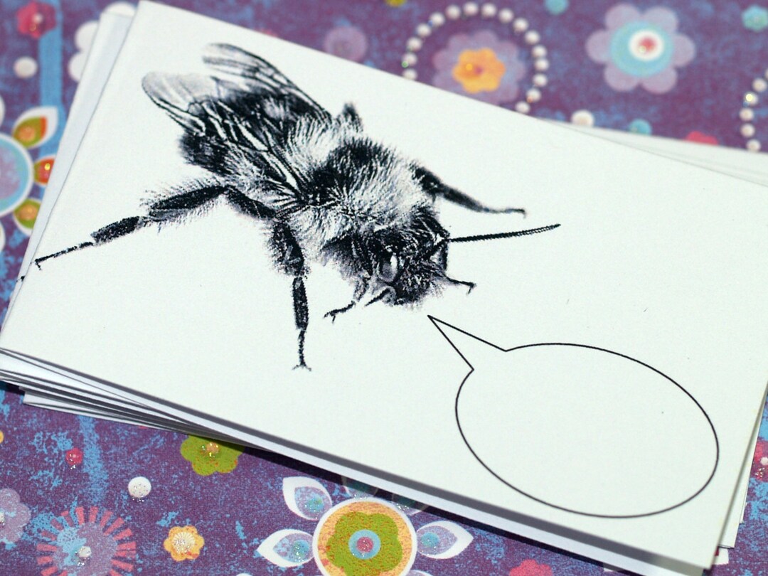 BUZZING BUMBLEBEE . Set of 5 Mini Notecards Stationery Set Insect Bee ...
