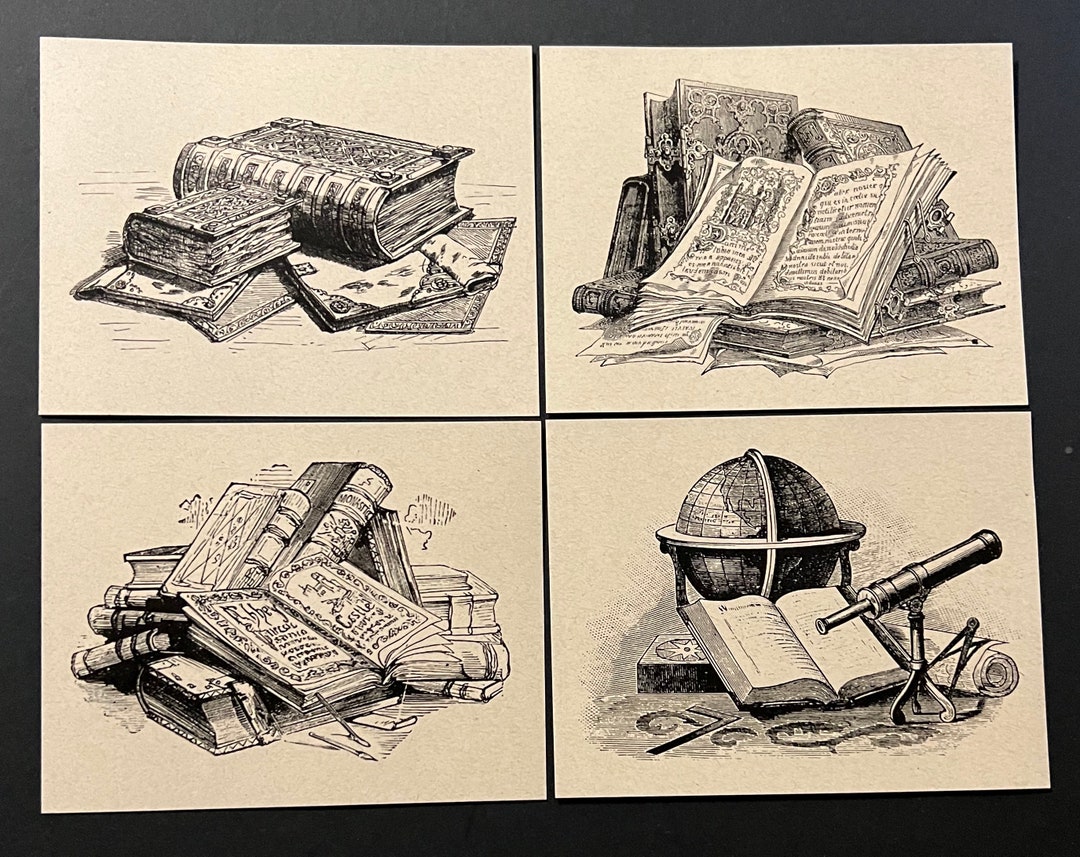 BOOK LOVER . Set of 12 Kraft Postcards 4.25 X 5.5 Bookworm Bibliophile ...
