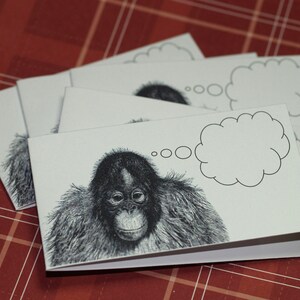 MEDITATIVE MONKEY . Mini Notecards Set of 5 Handmade Envelopes ...