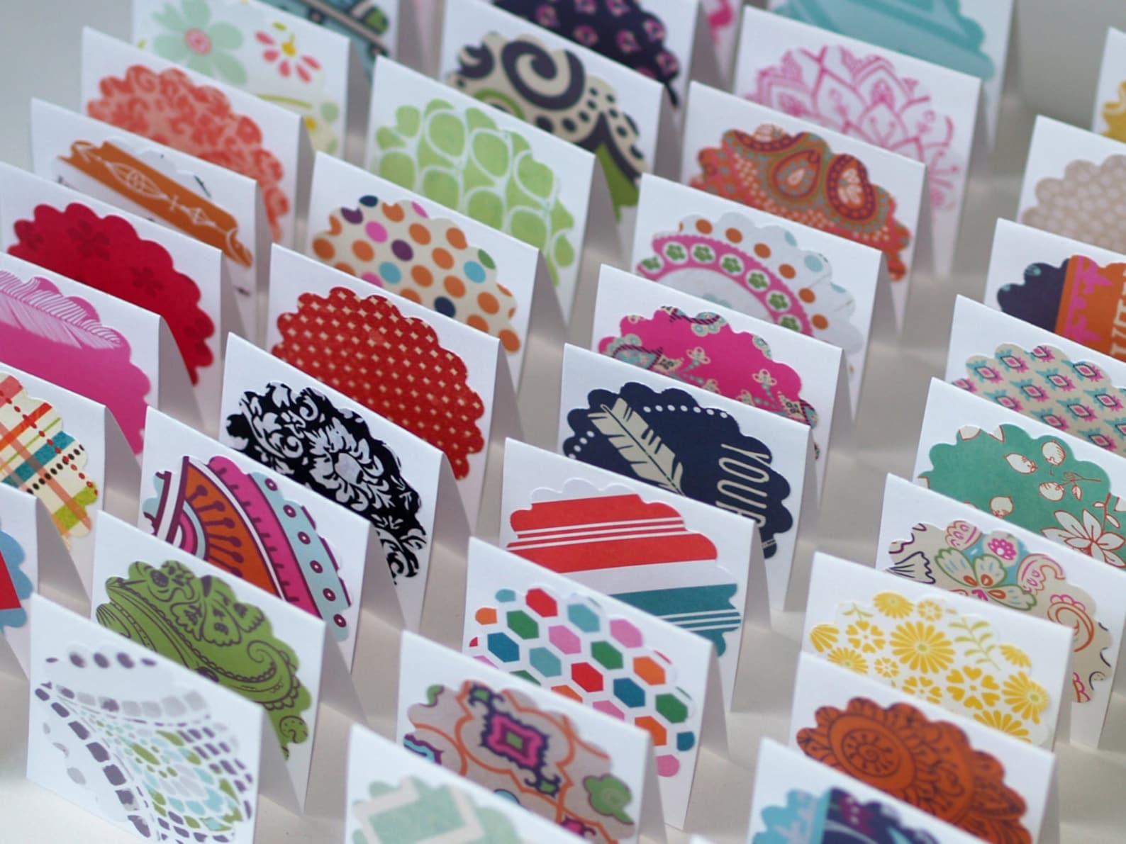 Mini NOTECARD Assortment - Tiny 2" Square Folded Notes Colorful ...