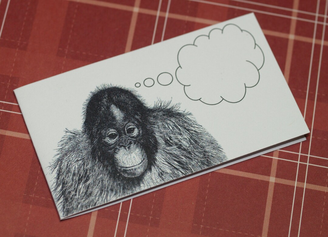MEDITATIVE MONKEY . Mini Notecards Set of 5 Handmade Envelopes ...