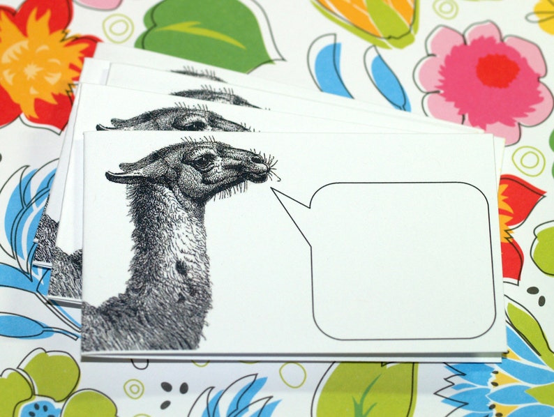 LOQUACIOUS LLAMA . Set of 5 Mini Notecards Handmade Stationery Set ...