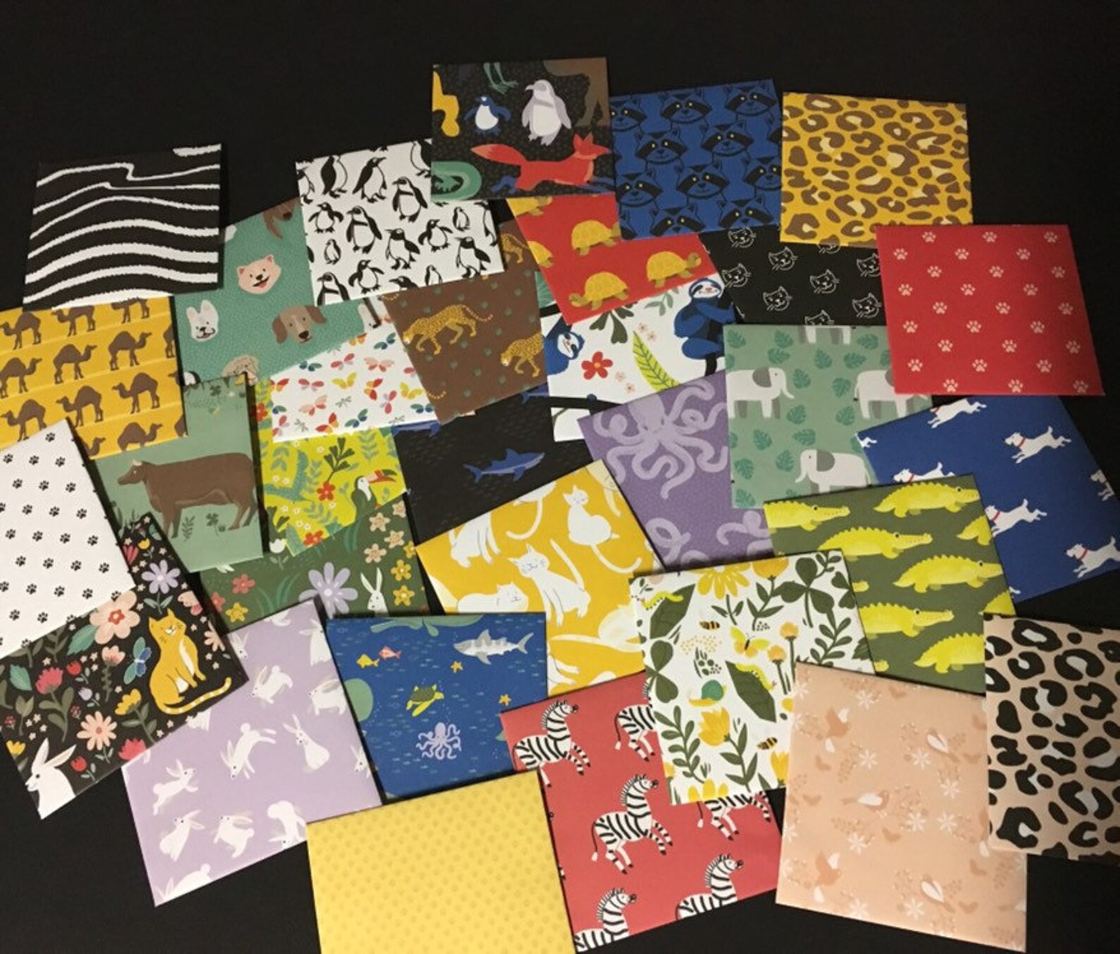 Animal ENVELOPES ... Set of 12 Handmade Square (3.25") Blank White ...