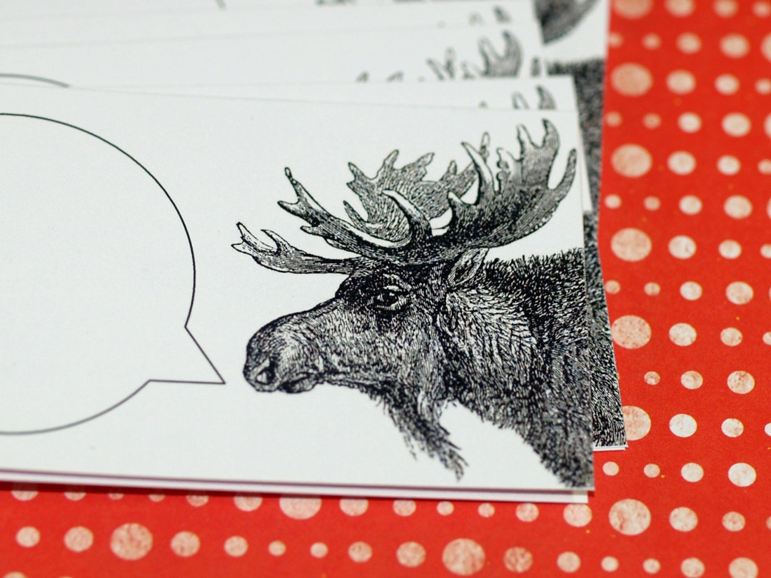 MOUTHY MOOSE . Mini Notecards Handmade Stationery Captioned Critters ...