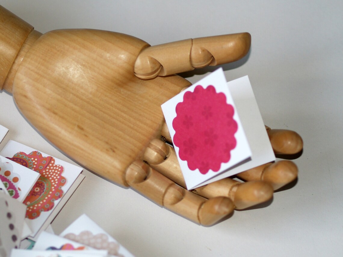 Mini NOTECARD Assortment - Tiny 2" Square Folded Notes Colorful ...