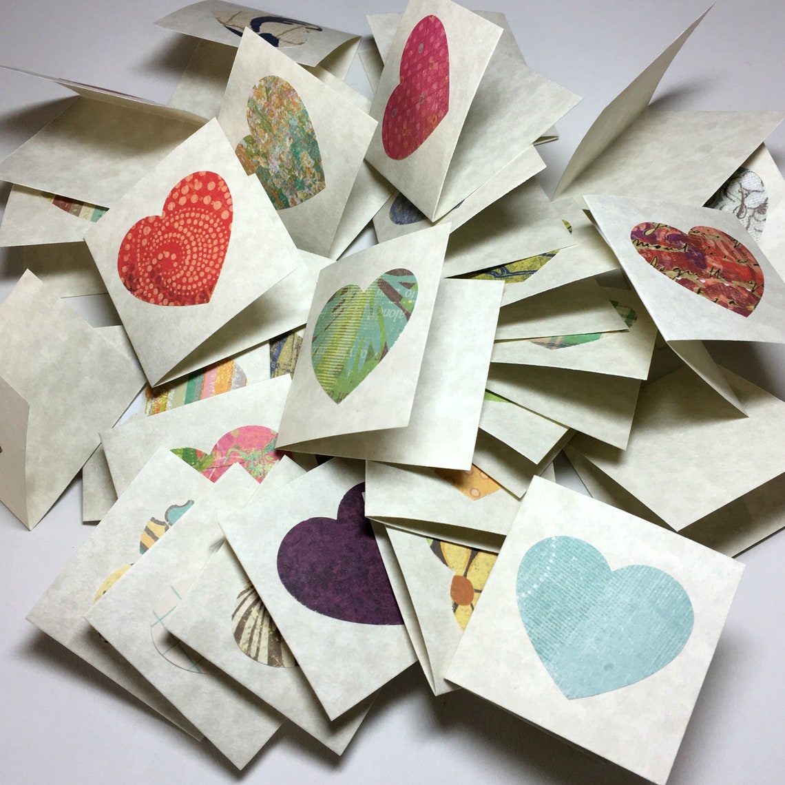 Nostalgic Mini LOVE NOTES 2 Tiny Square Heart Cards Vintage - Etsy