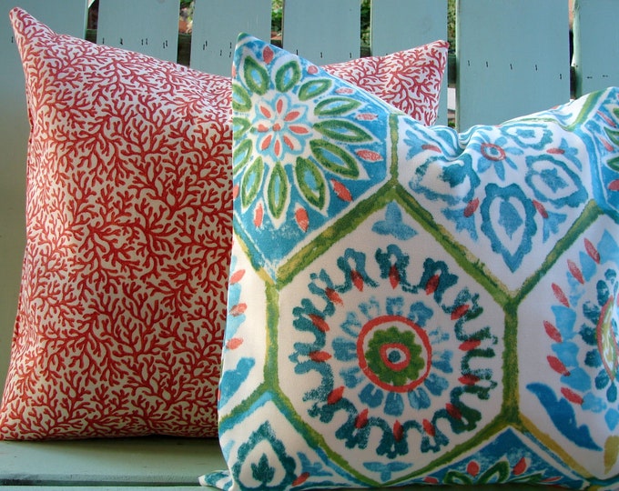 Set of Two Turquoisecoralgreen Coral Reef summer Breeze - Etsy