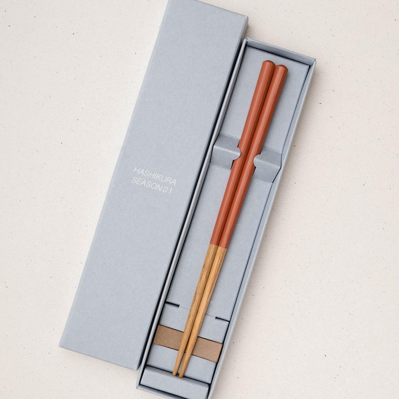 Japanese Orange Lacquer Chopsticks Set With Holder – Wooden Wakasa ...