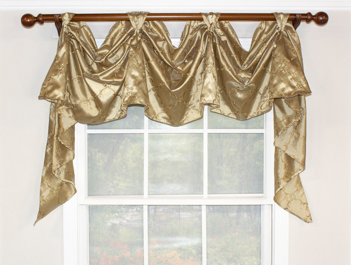 Victory Swags in Embroidered Faux Silk in Crimson,sage Green or Cream ...