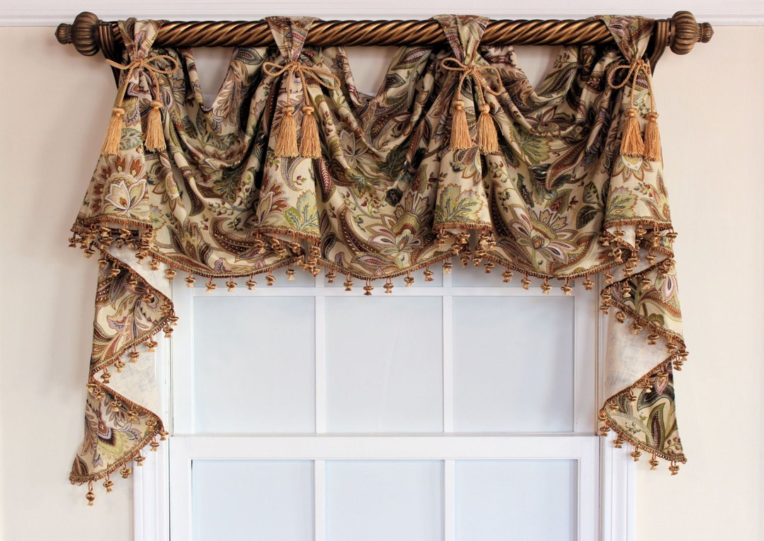 Jacobean Victory Valance Swag With or Without Tassel Trim and - Etsy