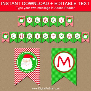 Christmas Banner DIY Printable Holiday Banner Santa Banner Christmas ...
