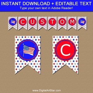 Printable Banner 4th of July Editable Banner Template Patriotic Party ...