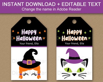 Editable Halloween Gift Tags Halloween Tags Printable - Etsy