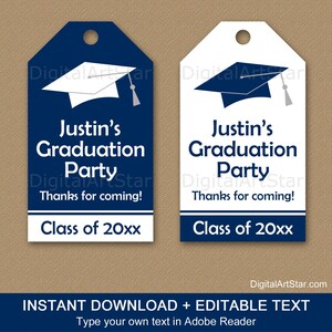 Blue Graduation Favor Tags Navy Blue Graduation Printable Template ...