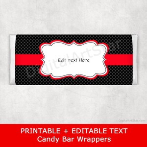 Black and Red Candy Bar Wrappers, Printable Candy Bar Labels, Chocolate ...