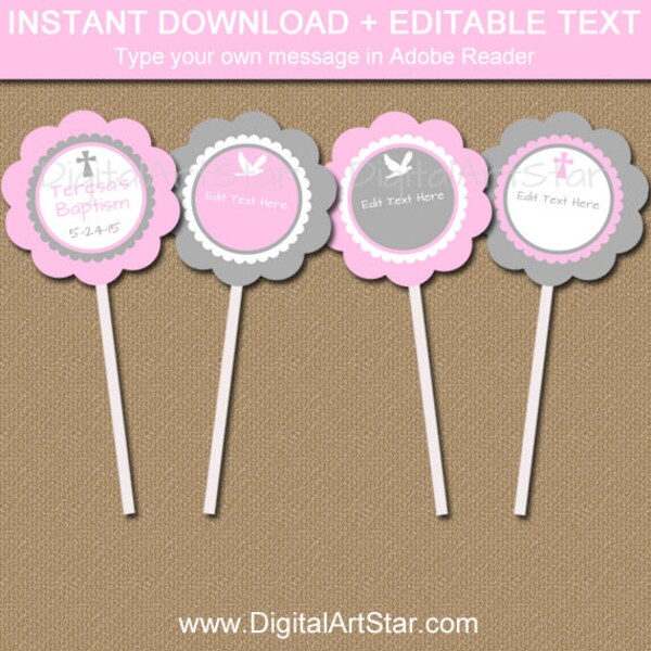 Christening Cupcake Topper - Etsy