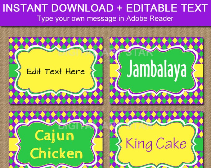 EDITABLE Mardi Gras Labels Mardi Gras Candy Buffet Labels Digital Mardi ...