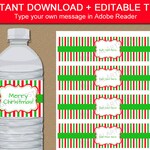 EDITABLE Christmas Water Bottle Label Holiday Party | Etsy