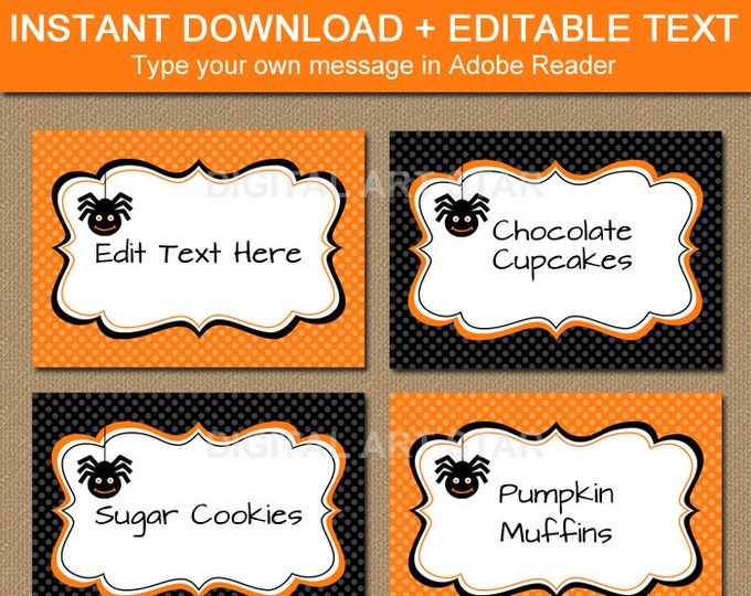 Halloween DIY Food Labels, Printable Food Tags, Halloween Tent Cards ...