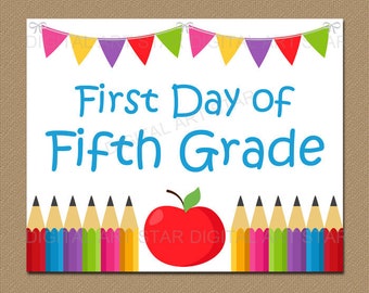 First Day of Fifth Grade Sign Back to School Sign 1st Day - Etsy