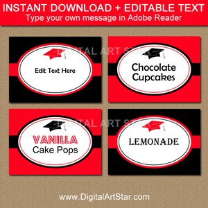 Graduation Food Labels, Tent Cards, Labels, Buffet Cards, EDITABLE ...