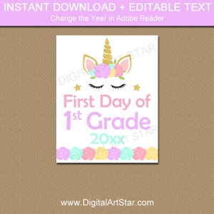 Unicorn First Day of School Sign Instant Download, First Day of First ...