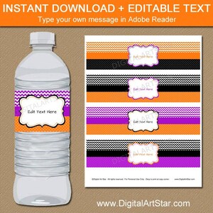 Printable Halloween Water Bottle Labels Template Water Bottle - Etsy